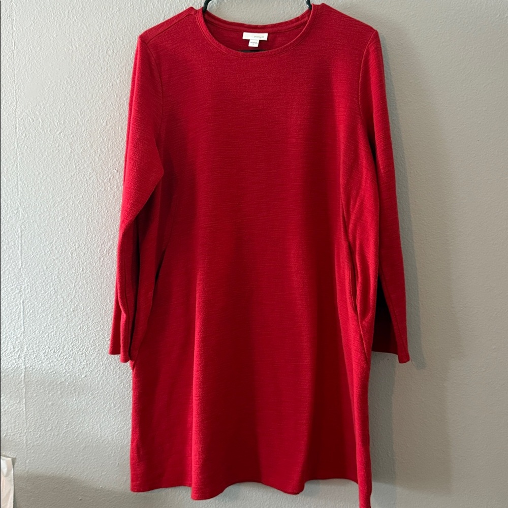 Pure Jill Red A Line 100% Cotton Dress With Pockets S… - Gem